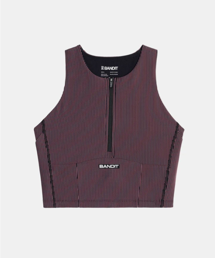 Bandit | Striped Cadence™ Zip Front Race Crop - Black with Mauve ...